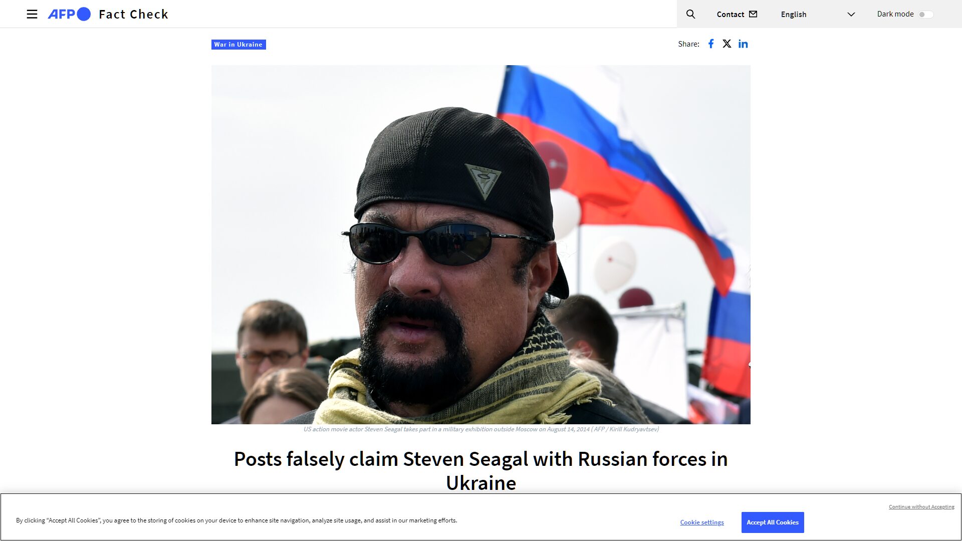 Posts falsely claim Steven Seagal with Russian forces in Ukraine ...