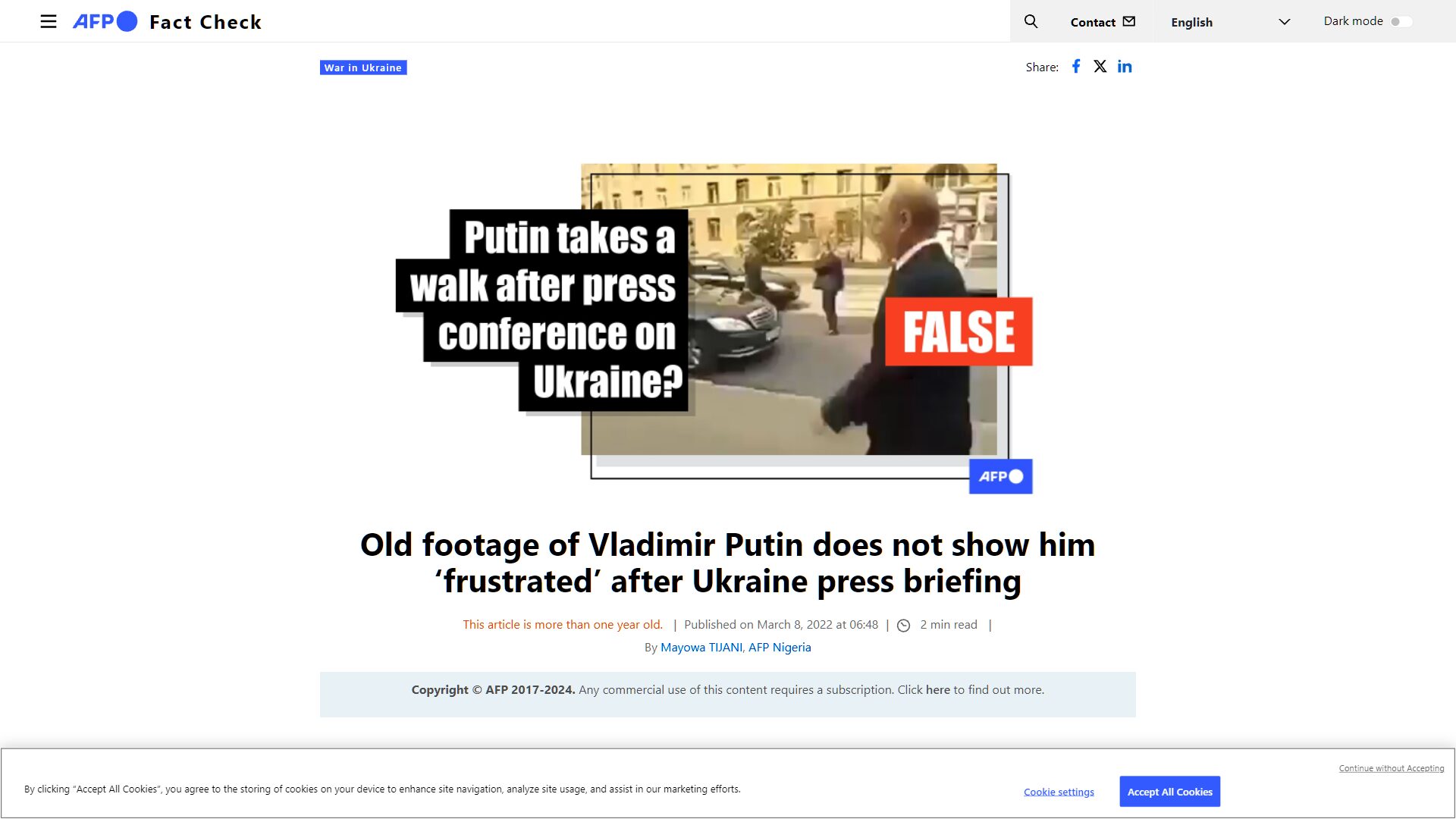 Old footage of Vladimir Putin does not show him ‘frustrated’ after Ukraine press briefing ...