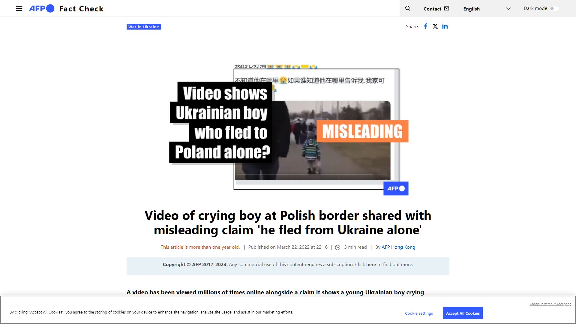 Video of crying boy at Polish border shared with misleading claim ‘he ...