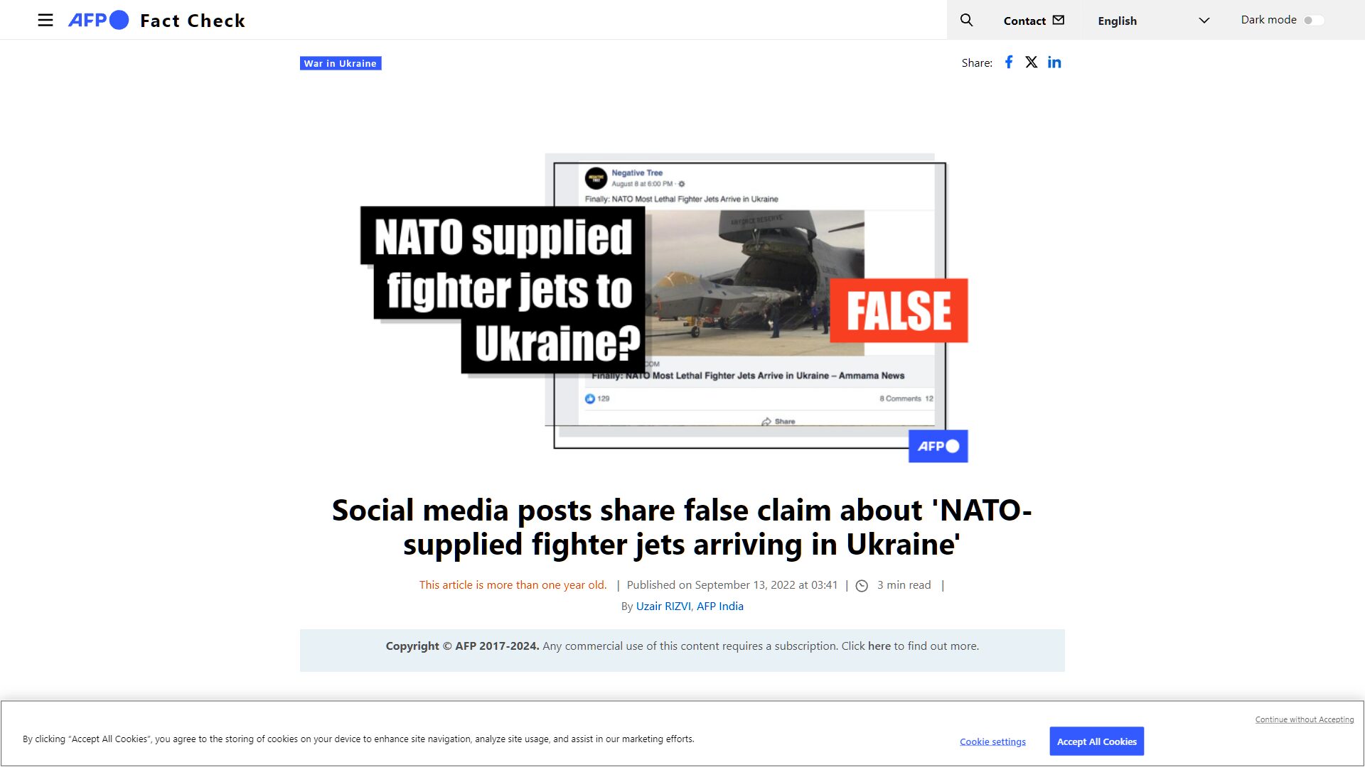 Social media posts share false claim about ‘NATO-supplied fighter jets ...