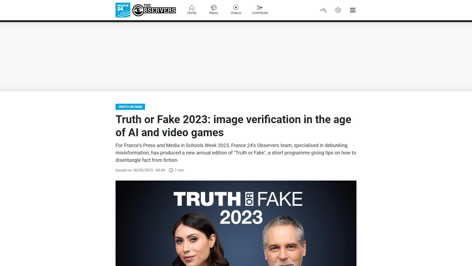 Truth or Fake 2023: image verification in the age of AI and video games ...