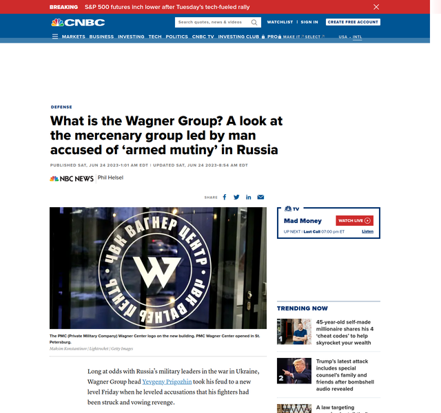 CNBC: What is the Wagner Group? A look at the mercenary group led by ...