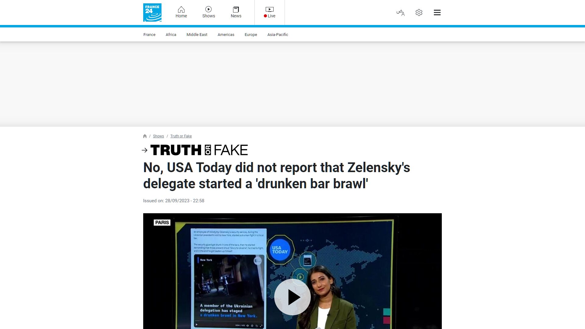 No, USA Today did not report that Zelensky’s delegate started a ...