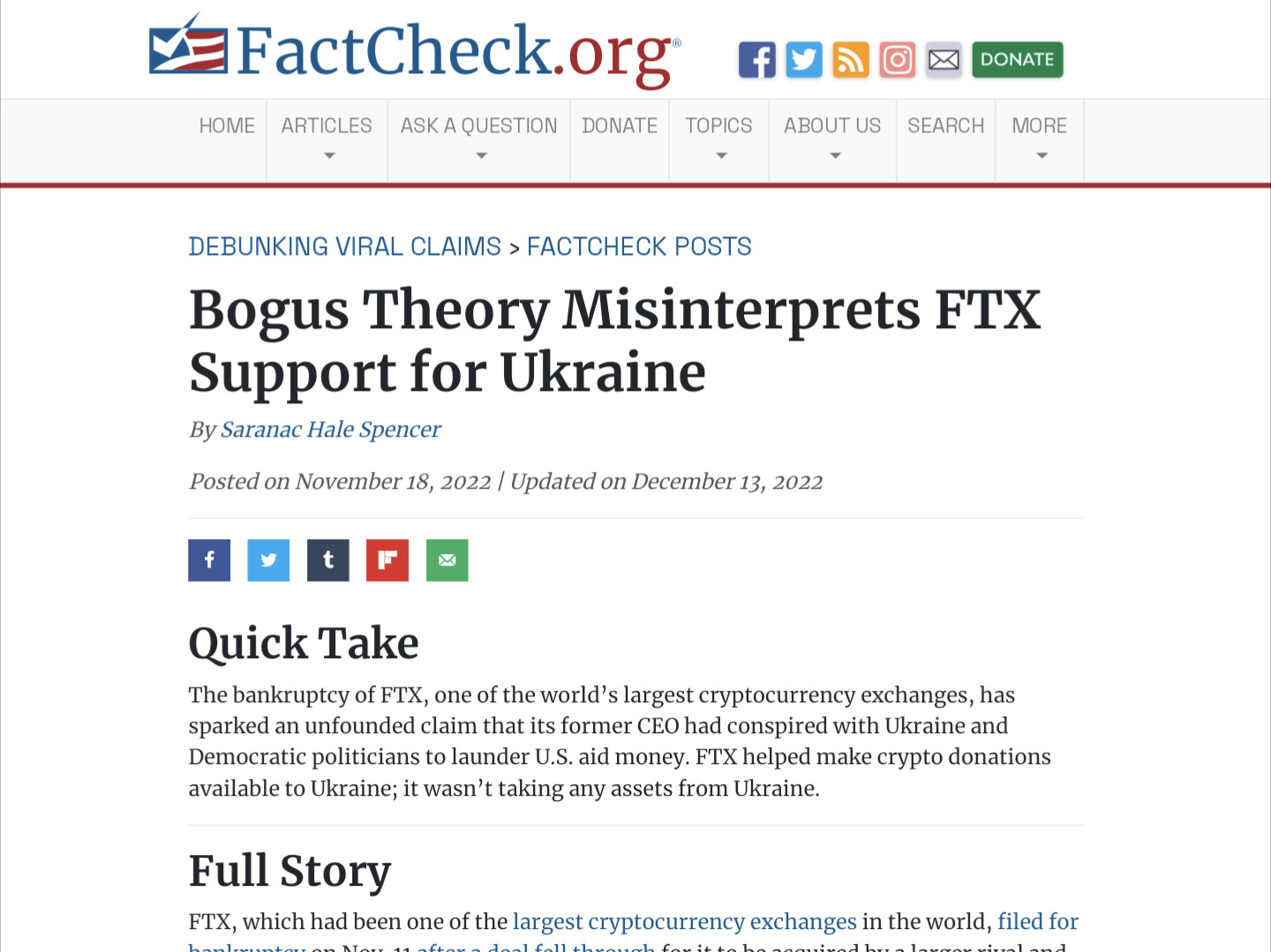 Bogus Theory Misinterprets FTX Support for Ukraine - Ukraine Fact Check