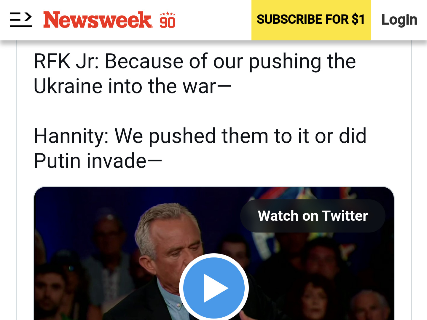 RFK Jr. Claims U.S. Pushed Ukraine to War With Russia - Ukraine Fact Check