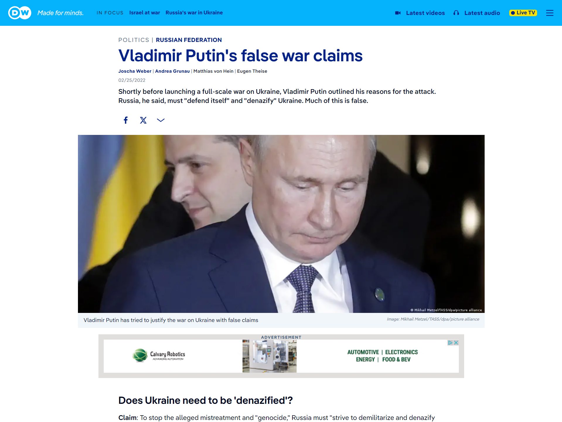 Vladimir Putin’s false war claims - Ukraine Fact Check