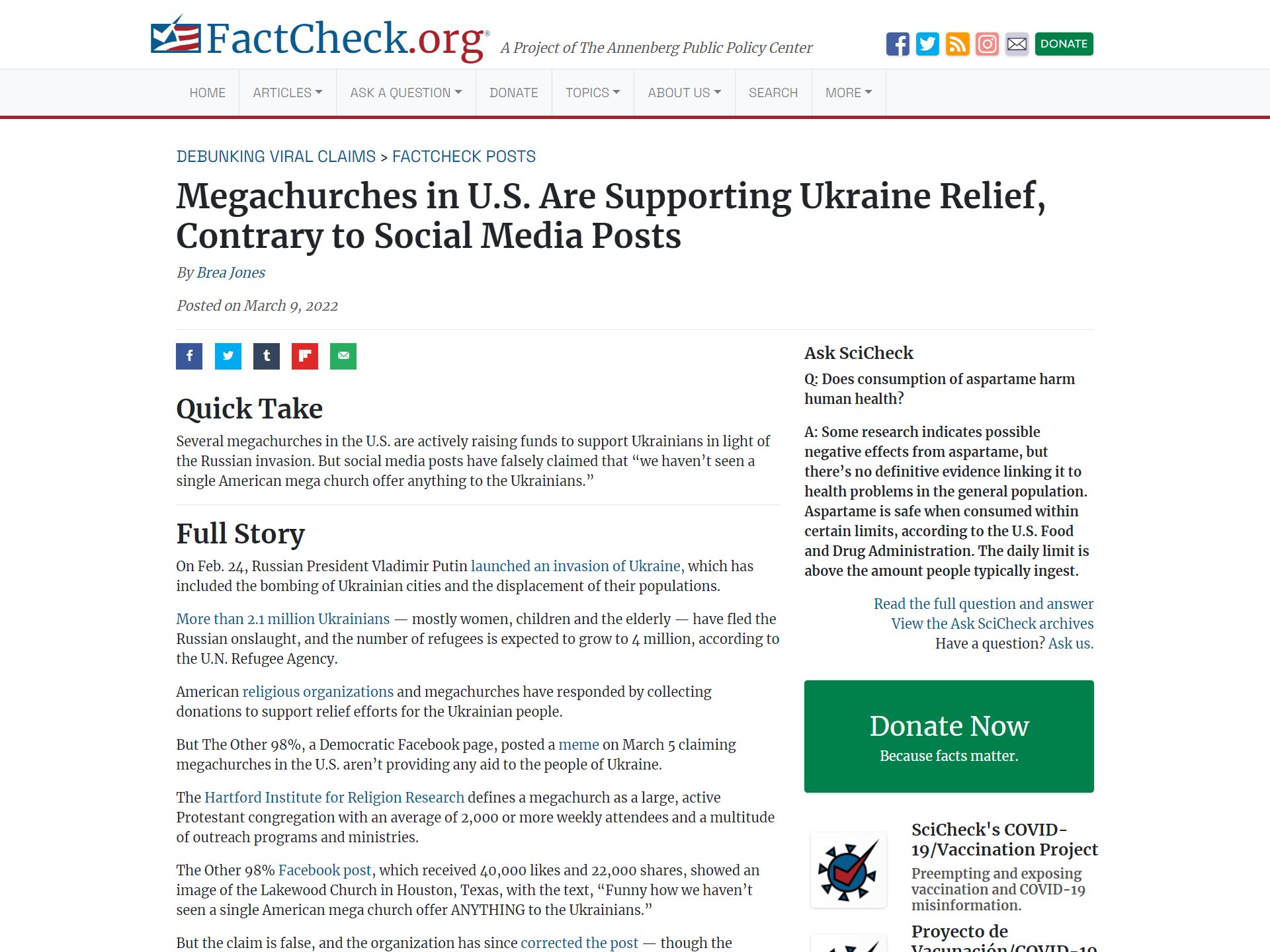 Megachurches in U.S. Are Supporting Ukraine Relief, Contrary to Social ...