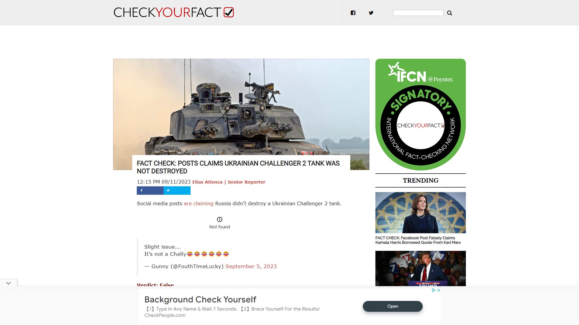 FACT CHECK: Posts Claims Ukrainian Challenger 2 Tank Was Not Destroyed ...
