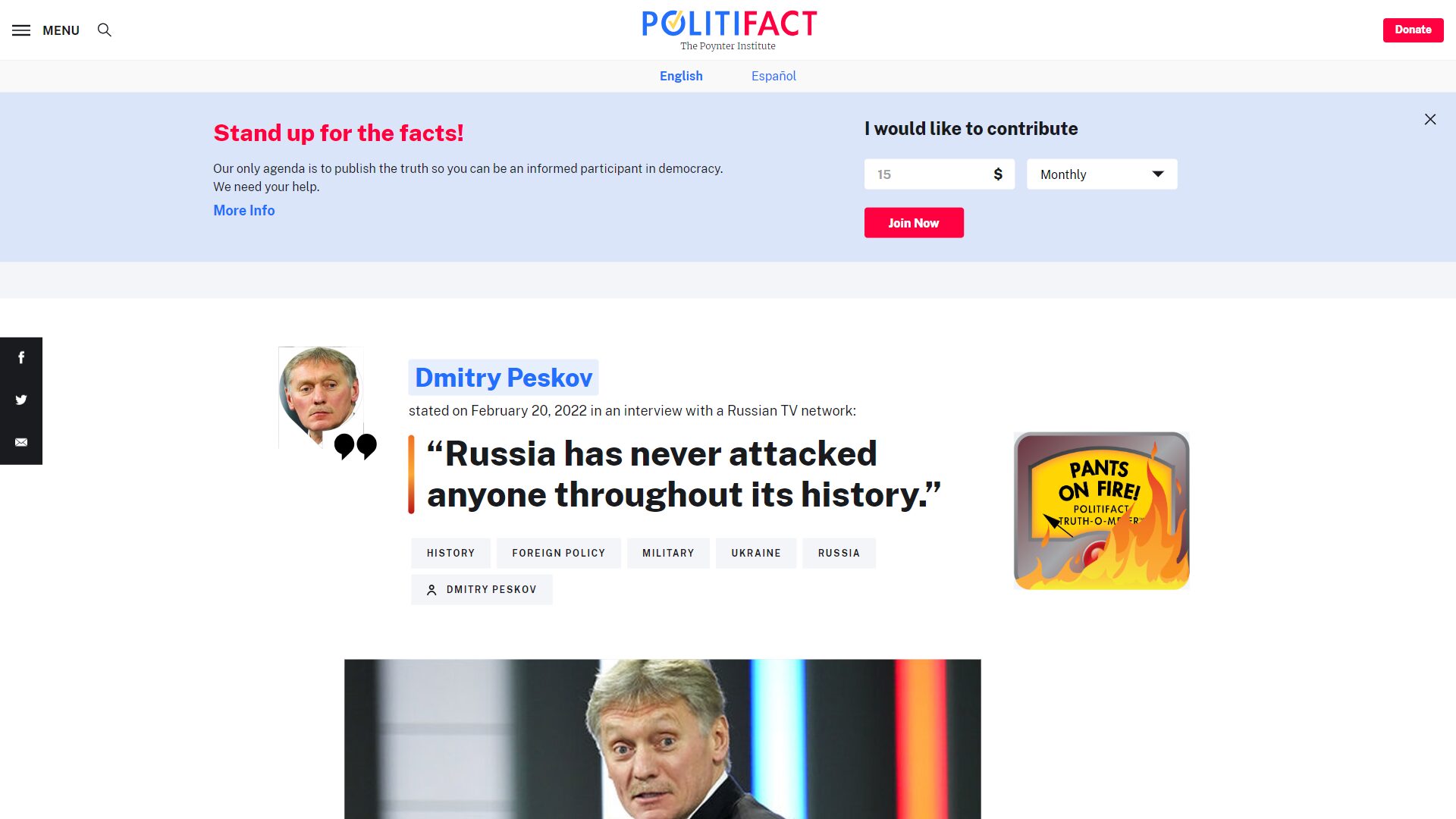 Russian spokesman’s statement ignores centuries of Russian attacks ...