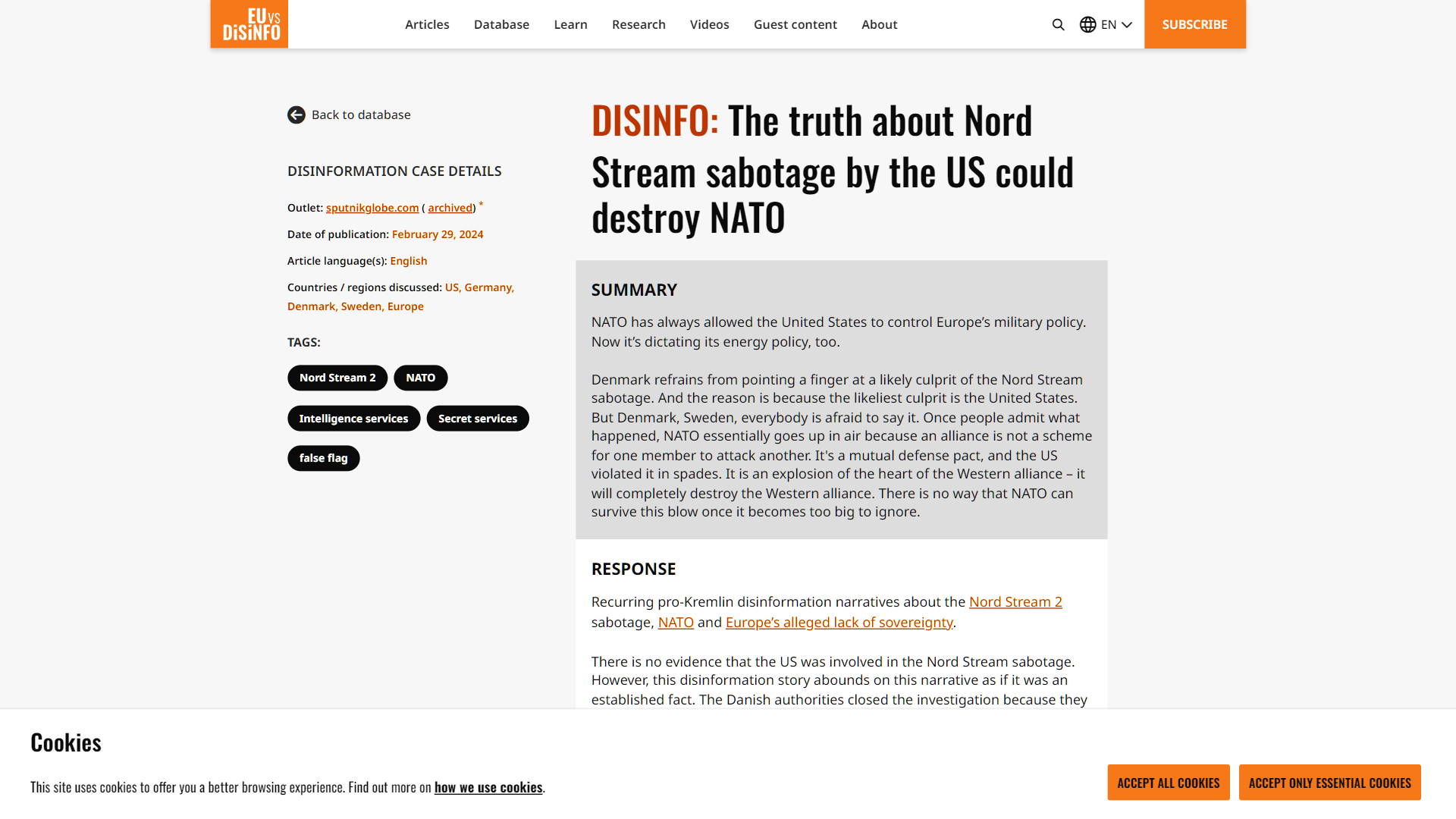 DISINFO: The truth about Nord Stream sabotage by the US could destroy ...