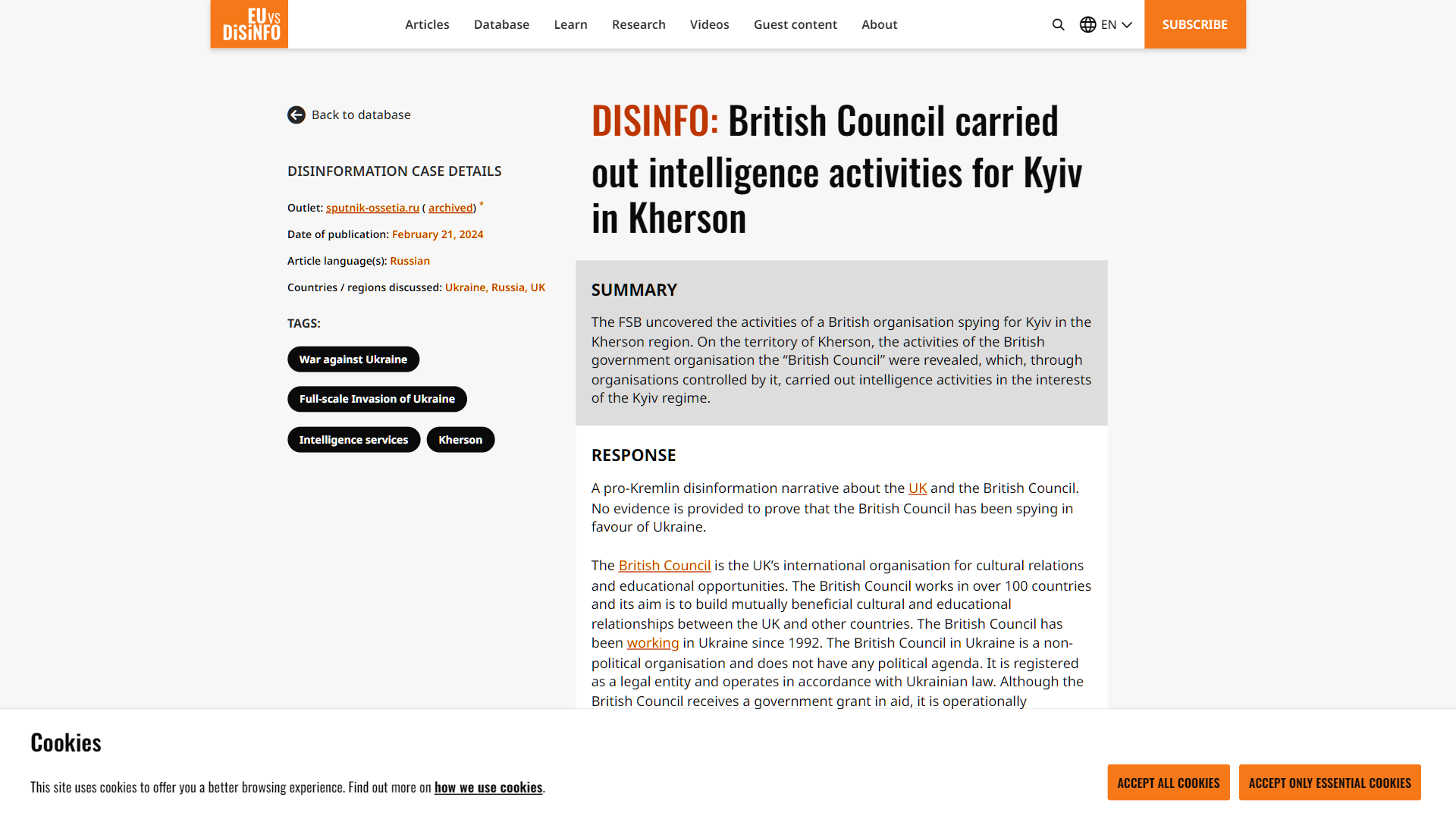 DISINFO: British Council carried out intelligence activities for Kyiv in Kherson - Ukraine Fact ...