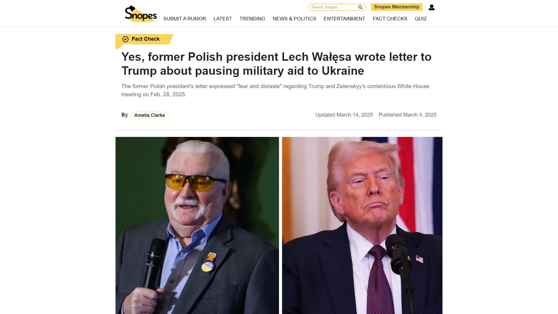 Yes, former Polish president Lech Walesa wrote letter to Trump about ...