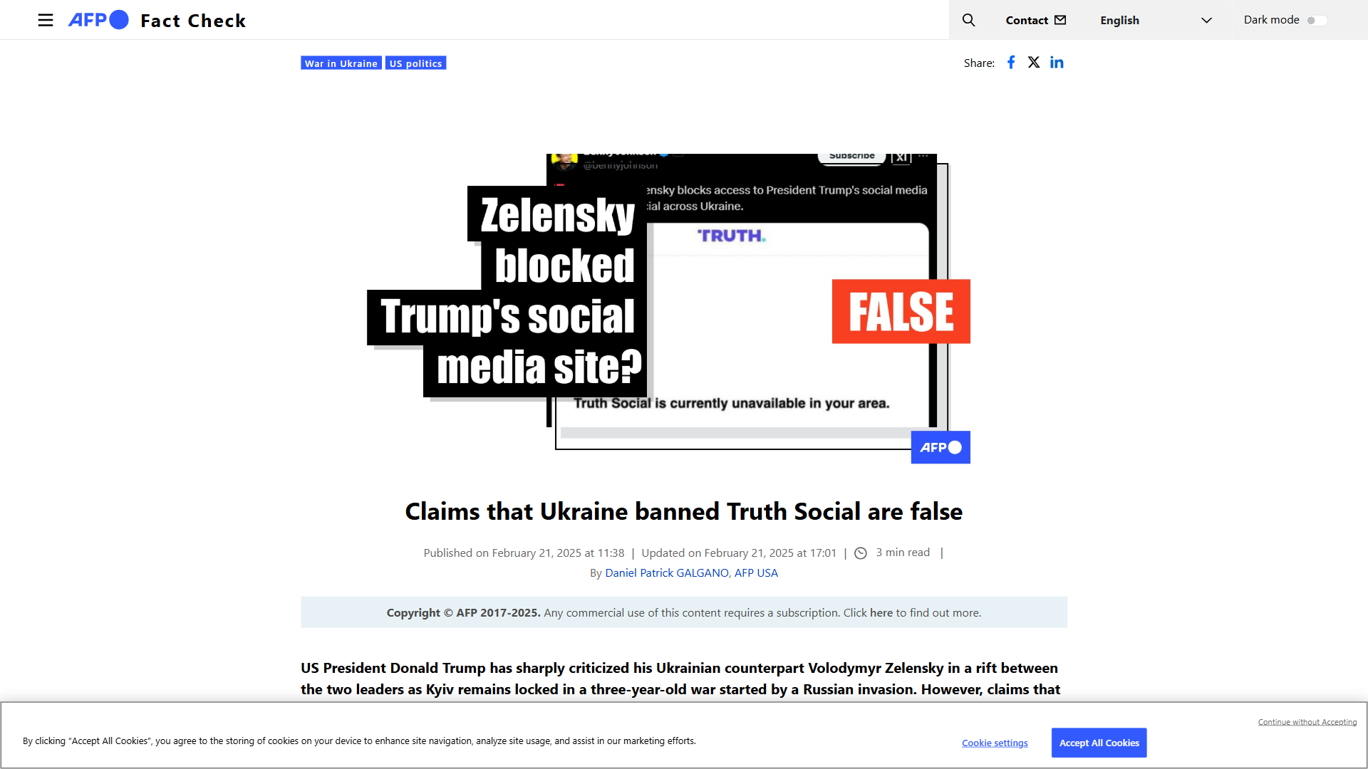 Claims that Ukraine banned Truth Social are false | Fact Check ...