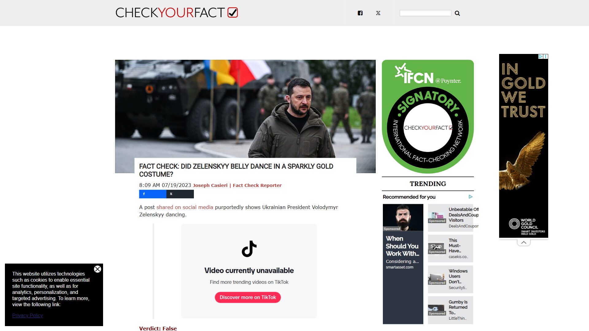 FACT CHECK: Did Zelenskyy Belly Dance In A Sparkly Gold Costume ...