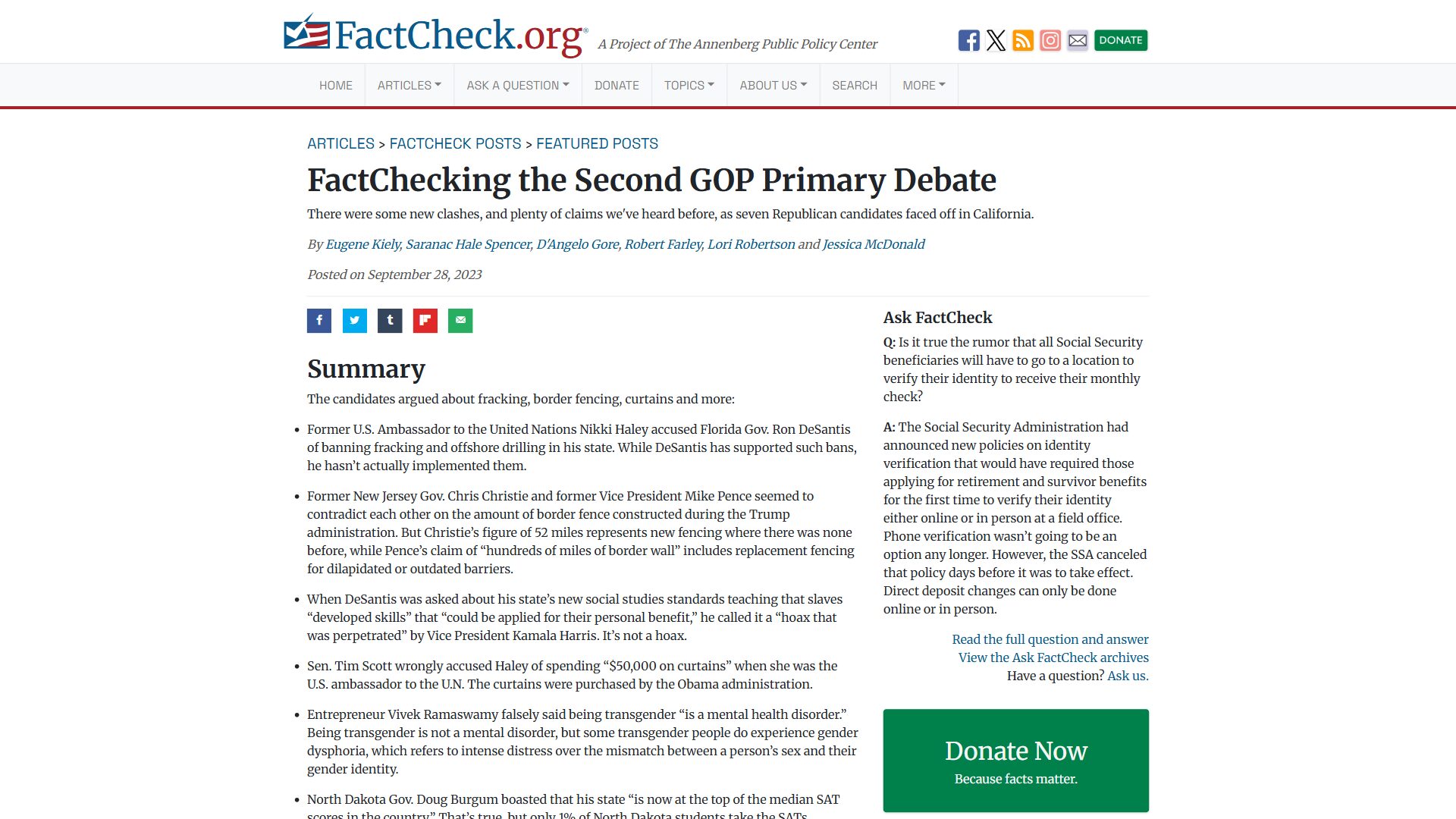 FactChecking the Second GOP Primary Debate - Ukraine Fact Check
