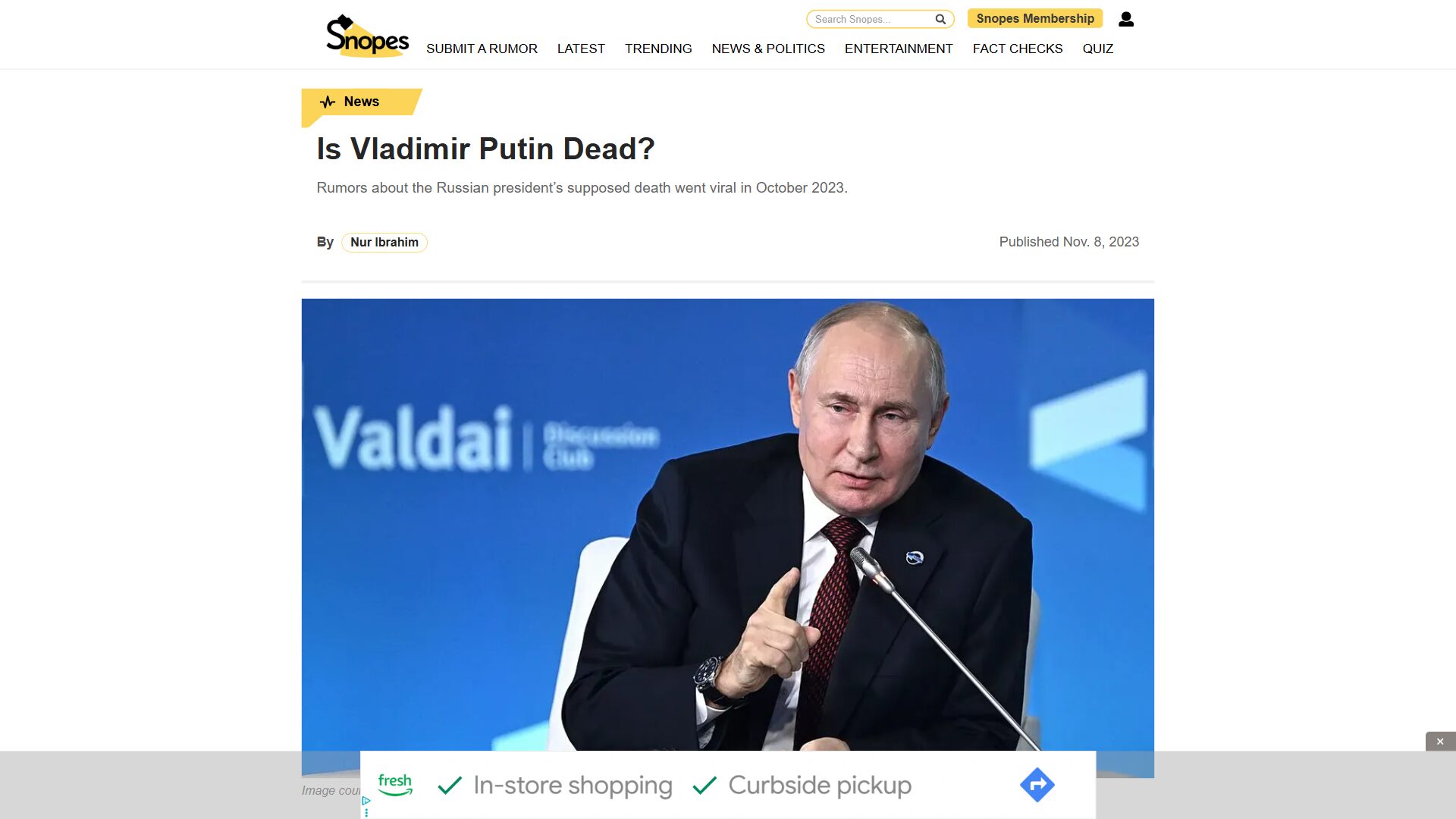 Is Vladimir Putin Dead? - Ukraine Fact Check